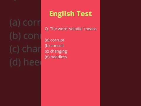 The word ‘volatile’ means. English aptitude question test #shorts #english #test #gk