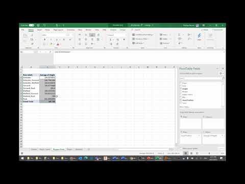 AFL Excel Challenge 11 AFL pivot table on Players shortest to tallest
