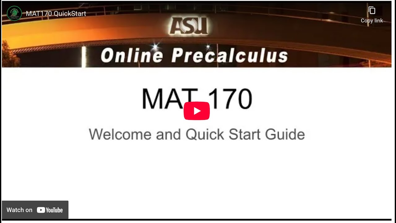 MAT170 Quickstart