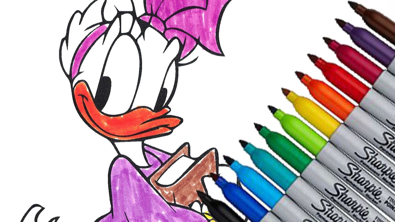 Daisy Duck Donald Duck Disney Characters Coloring Page HD Video For Kids