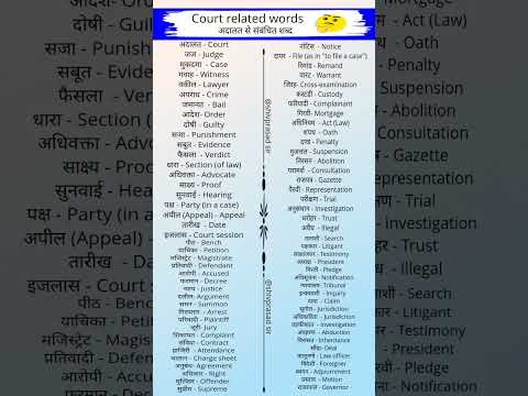 Court related words ll अदालत से संबंधित शब्द ll English to Hindi Words #english #words#shorts
