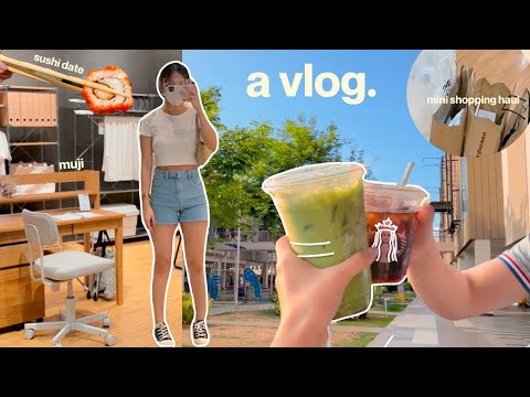 a vlog ☁️ muji flagship store, mini shopping haul, sushi date