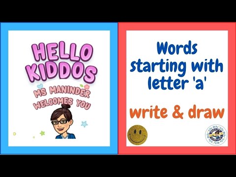 Words starting with letter 'a' - Write & Draw/ Vocabulary/ Kindergarten