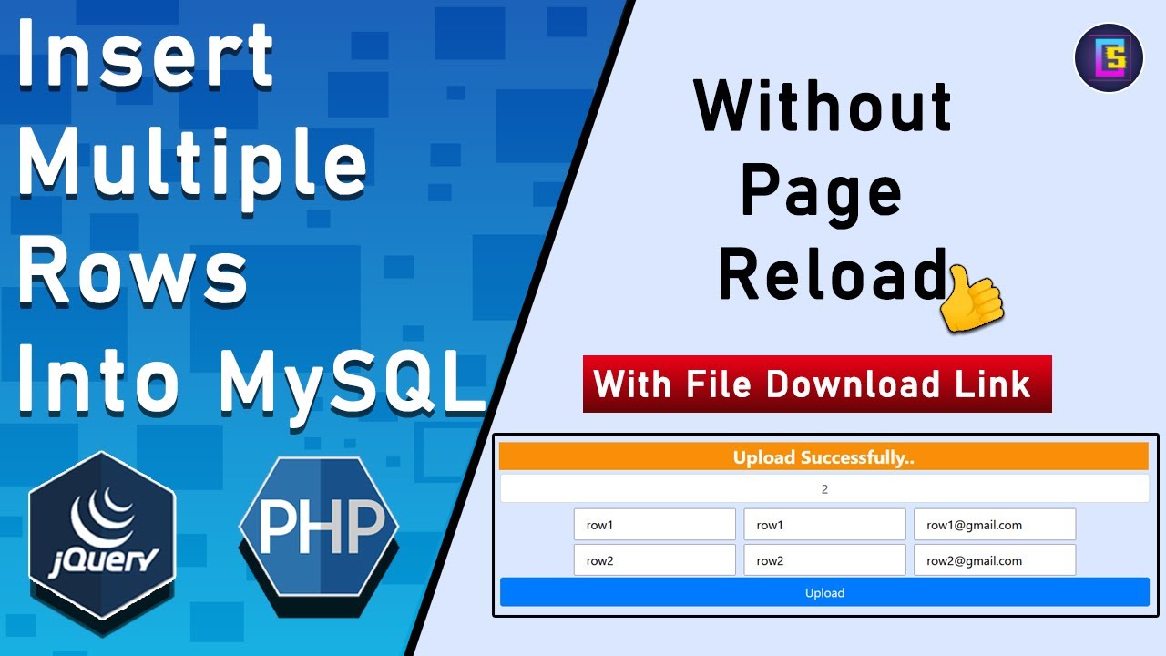 How to Insert Multiple Rows Data using  jQuery and PHP || Page Without Reload || #coding_studio