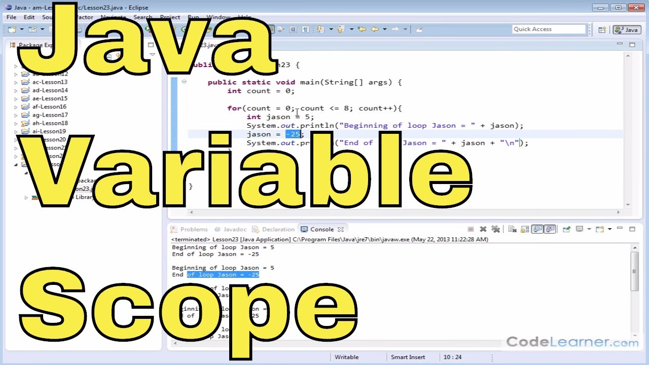 23 - Variable Scope and Lifetime in Java