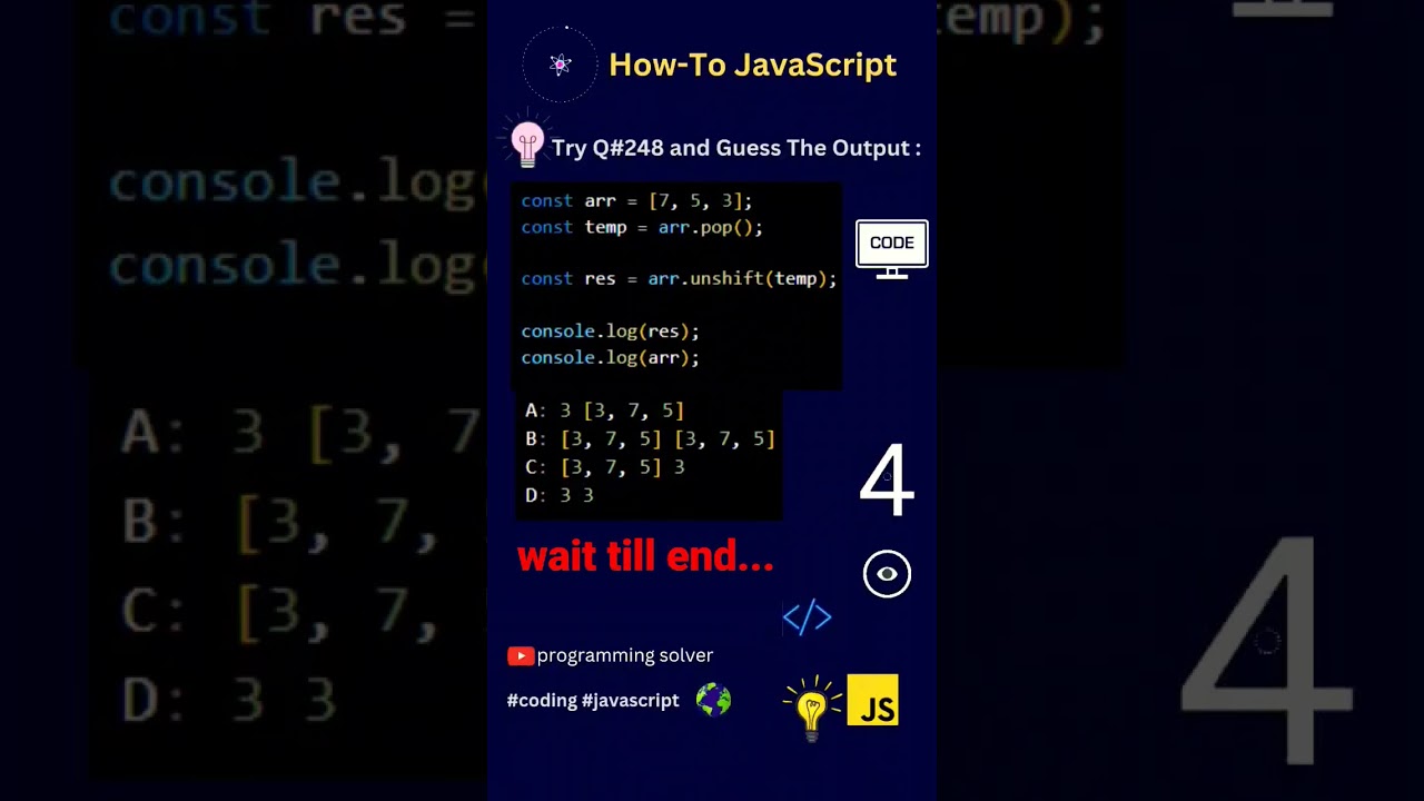 How To Code JavaScript Q#248, Try Solve & Guess The Output #shorts #coding #programming #javascript