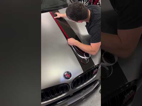 BMW X6M with custom Carbon fibre Hood Stripe and Red Pinstripe #automobile #carppf #carwrap #bmw