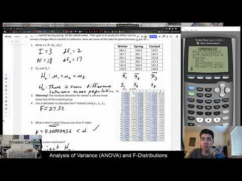 Analysis of Variance - ANOVA with Calculator