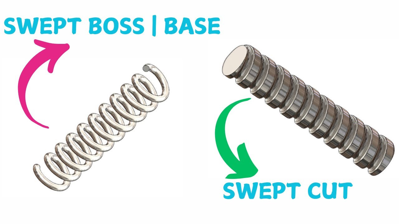SWEPT BOSS/BASE | SWEPT CUT | FILLET | FEATURES-003 | HELIX & SPIRAL | SOLIDWORKS TUTORIAL