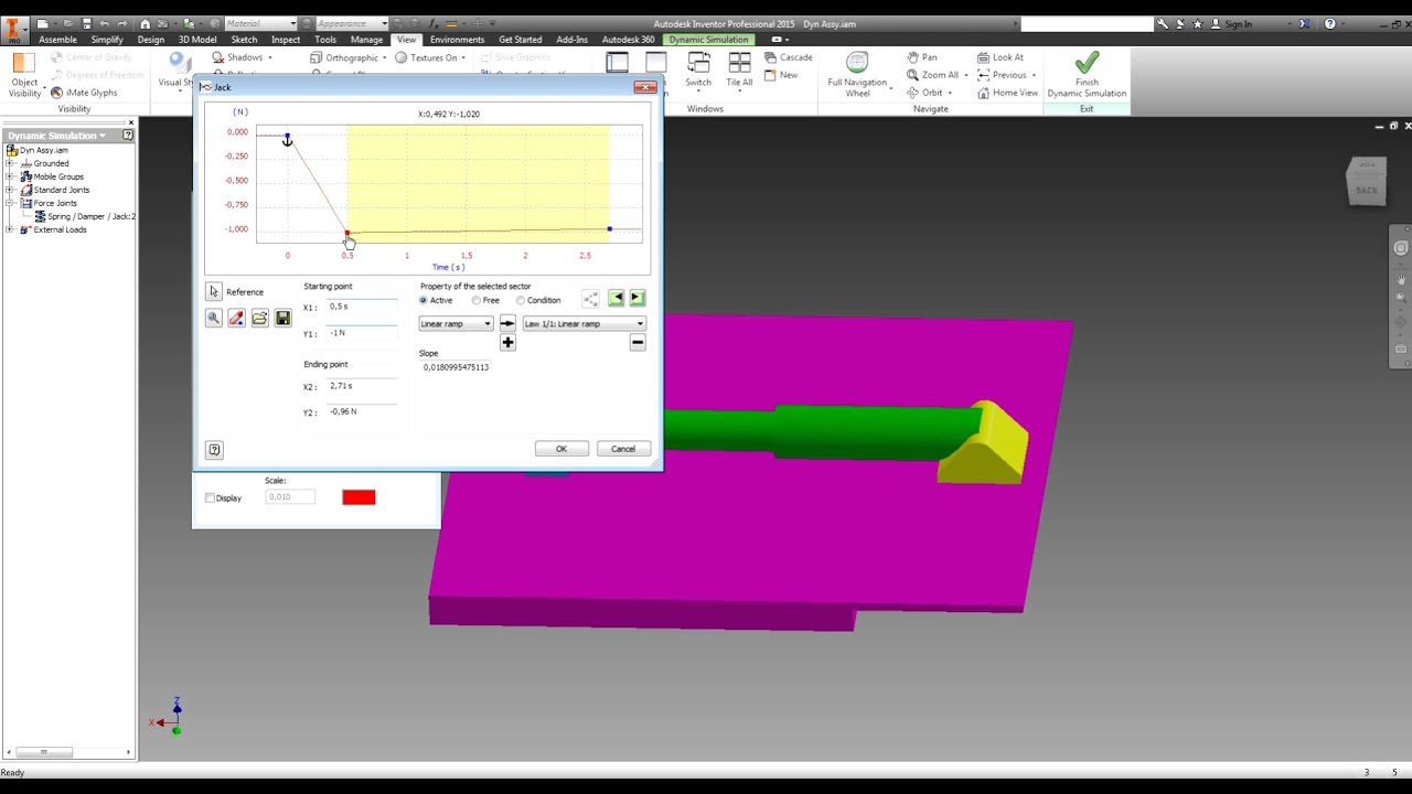 Inventor Dynamic Simulation - Force Law