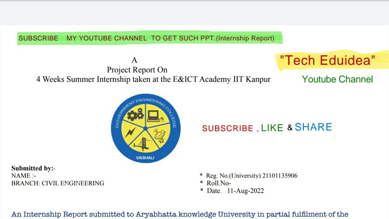 Summer Training & Internship Report  On Cyber Security  for College Students !! ppt. !!  Download