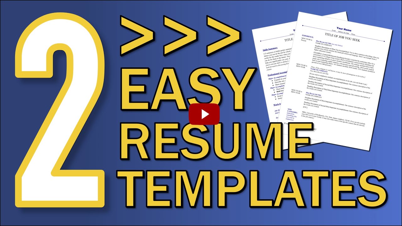 GENERIC RESUME TEMPLATE | 2 Easy Resume Templates
