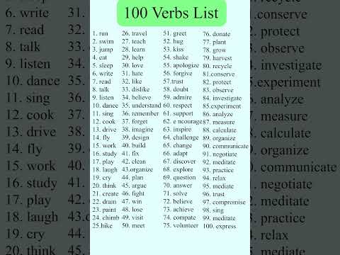 100 Verbs List #verbs #english #verb