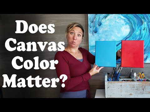 Results of painting on a red vs blue background | Does canvas color matter?