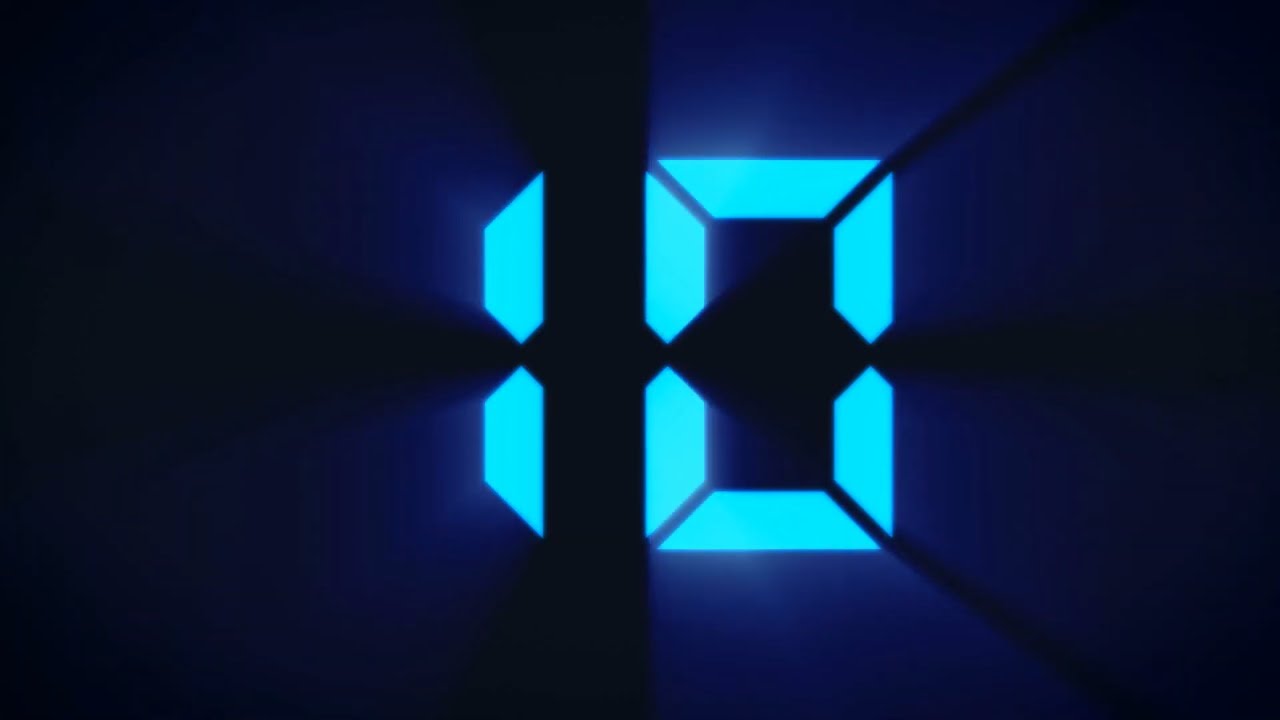 10 Second Timer Countdown digital blue | No Copyright