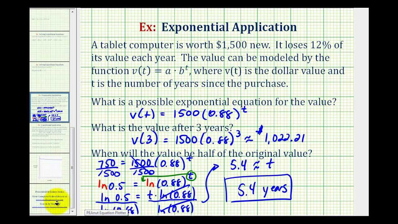 Ex:  Exponential Function Application with Logarithms