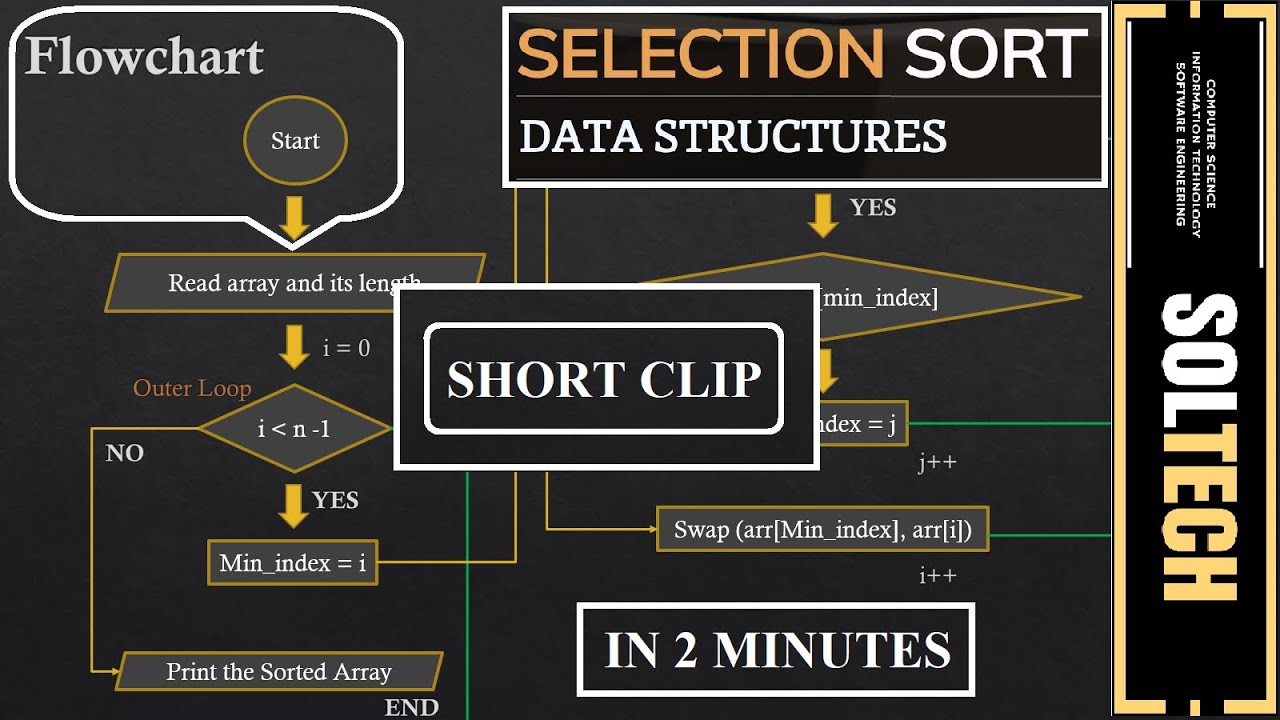 Selection Sort | Flowchart Explanation | Short Clip | Data Structures | Soltech