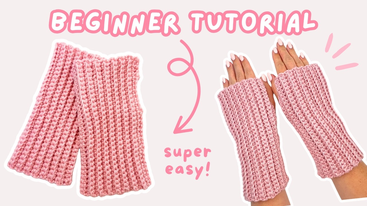 SO EASY! how to crochet fingerless gloves for BEGINNERS | simple crochet hand warmers tutorial ❄️
