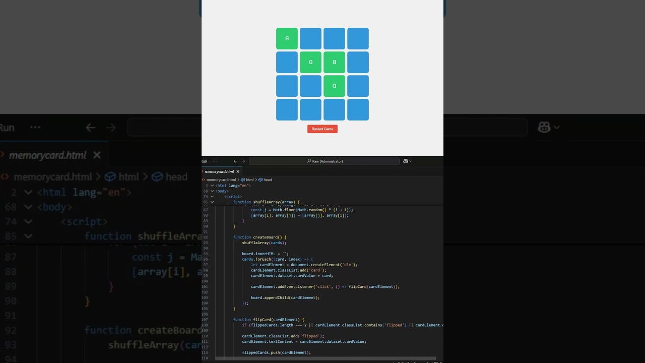 Memory Card Matching Game with Cool Animations 🧠 | Build It with JS!