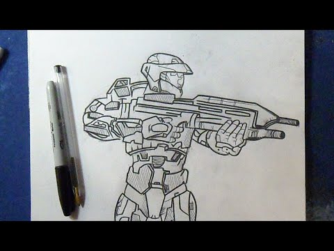 How to draw Master Chief Step by Step || Halo – I'm Youtuber – Follow ...