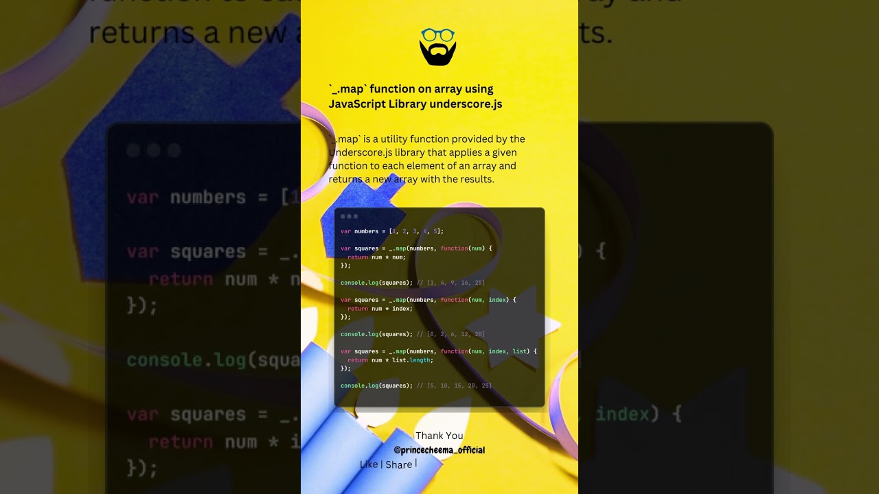 `_.map` function on array using JavaScript Library underscore js ( #shorts )
