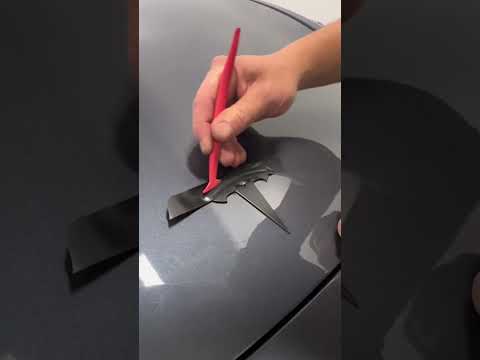 Tesla Emblem Blackout using Vinyl Wrap, step by step #carwrap #tesla