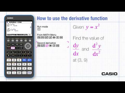 How to Evaluate Derivatives and Draw the Derivative Function With a Casio fx-CG50 Graphic Calculator
