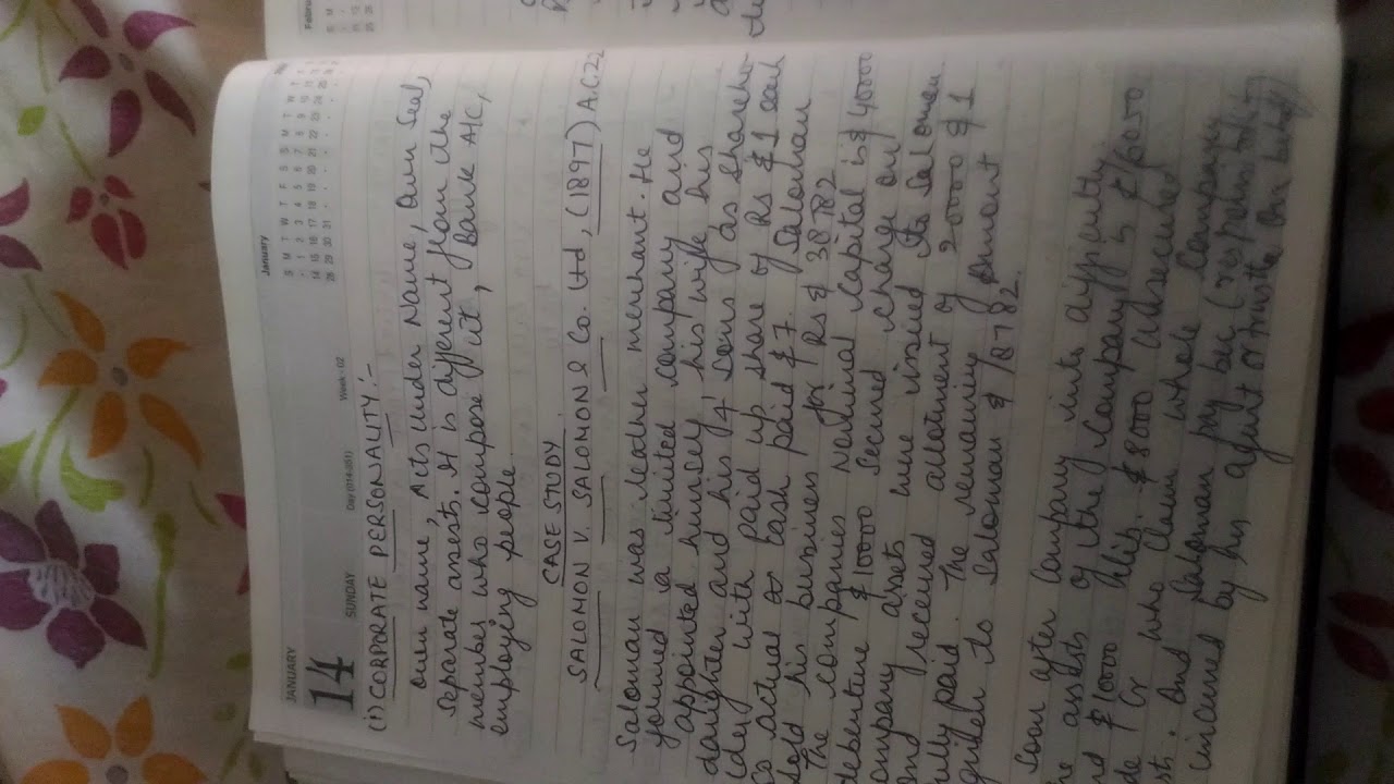 Handwritten company law notes