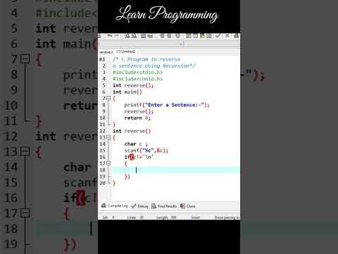 C Program to Reverse a Sentence using Recursion #shorts