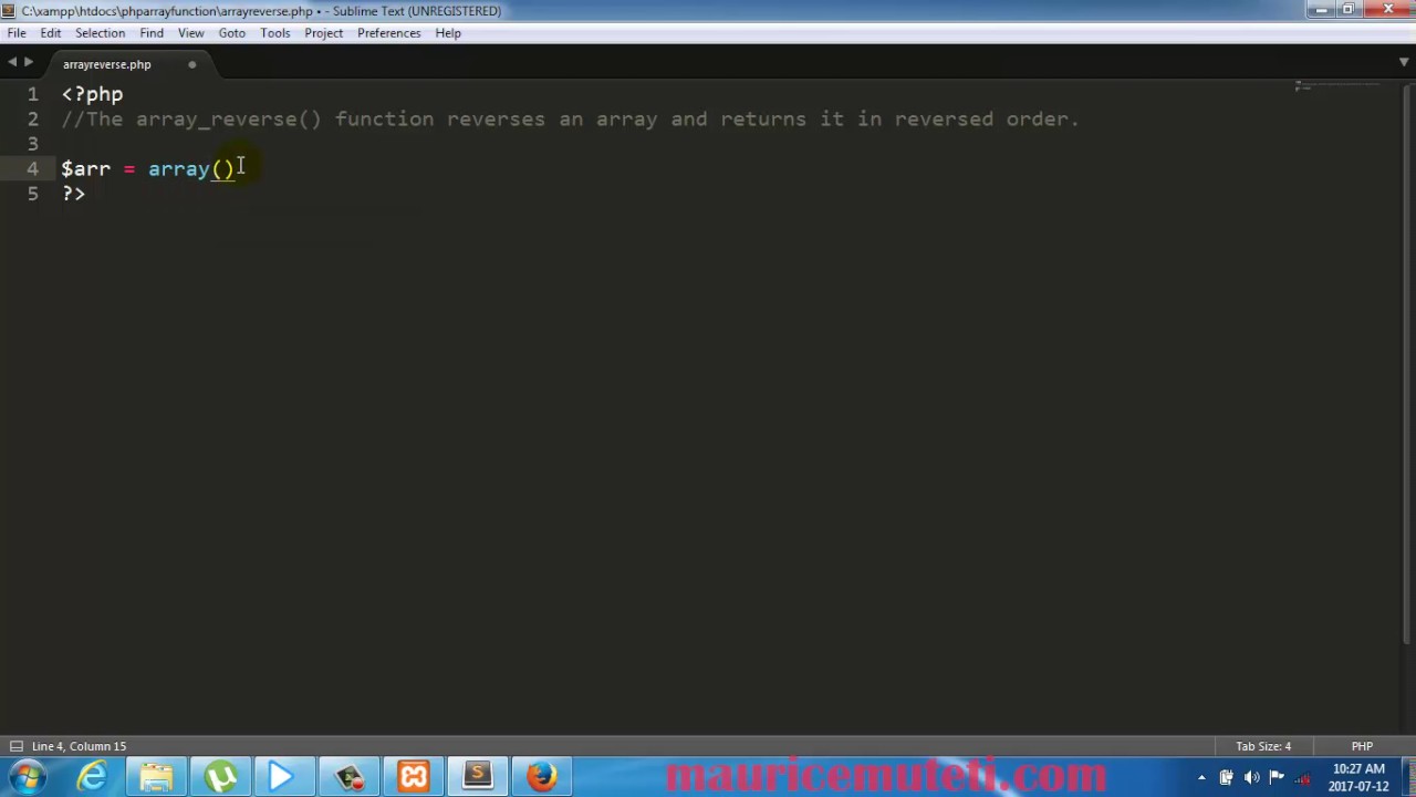 PHP array reverse Function