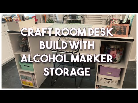 Craft Room Desk Build (Using Cube Organizers and a Tabletop) with Custom Marker Storage