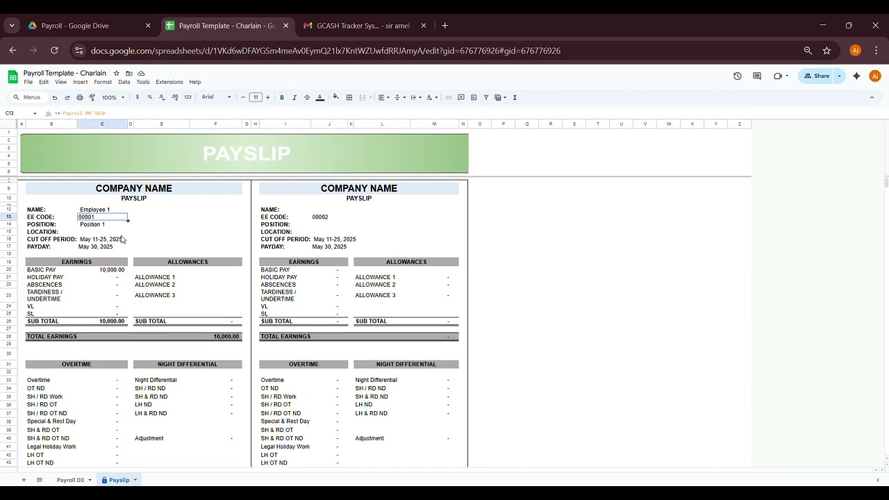 Payroll Template (Google Sheet)