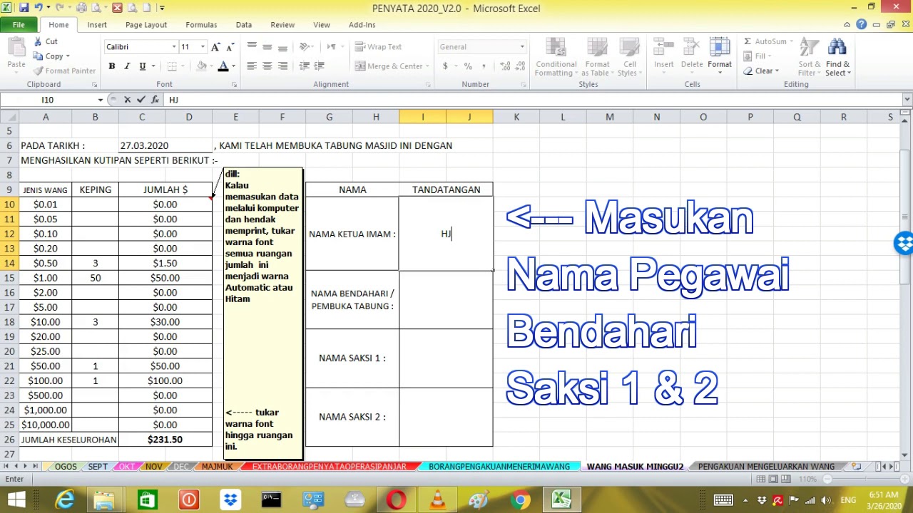 Tutorial Mengisi Borang Masuk Wang Tabong Masjid Setiap Jumaat