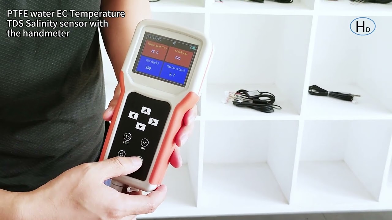 PTFE water EC Temperature TDS Salinity sensor with the handmeter