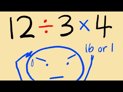 12 divided by 3 times 4 = ? (is the answer 16 or 1?)