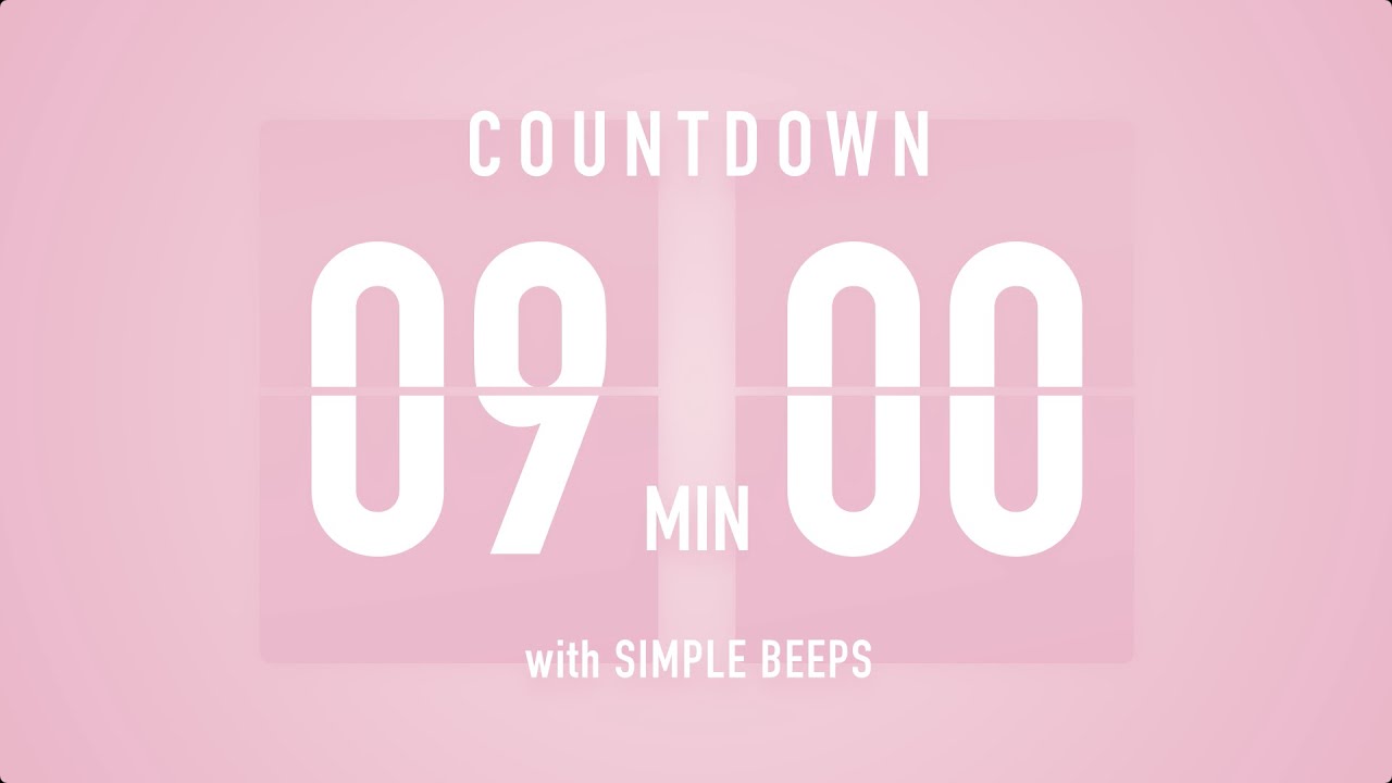 9 Minute Countdown Timer 🌸 Flip Clock with Simple Beeps 🔔