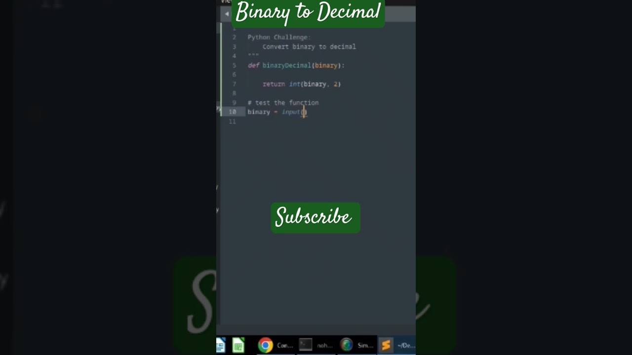 Python Challenge: Convert Binary to Decimal #python #shorts #pythonchallenge #pythontutorial