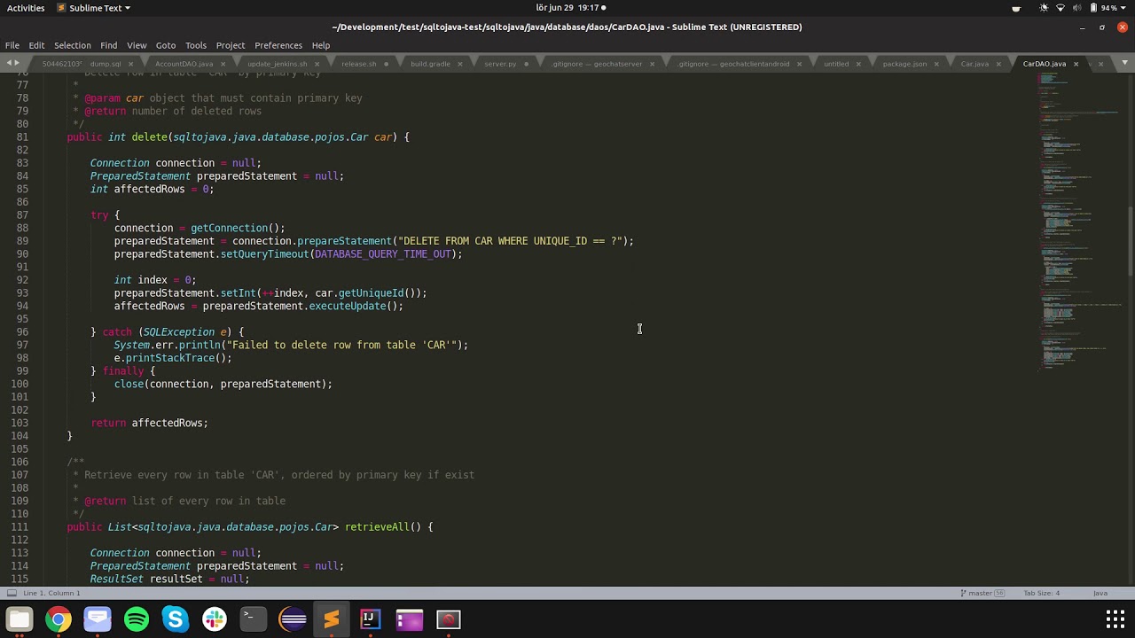 SQL to Java - Generate database layer