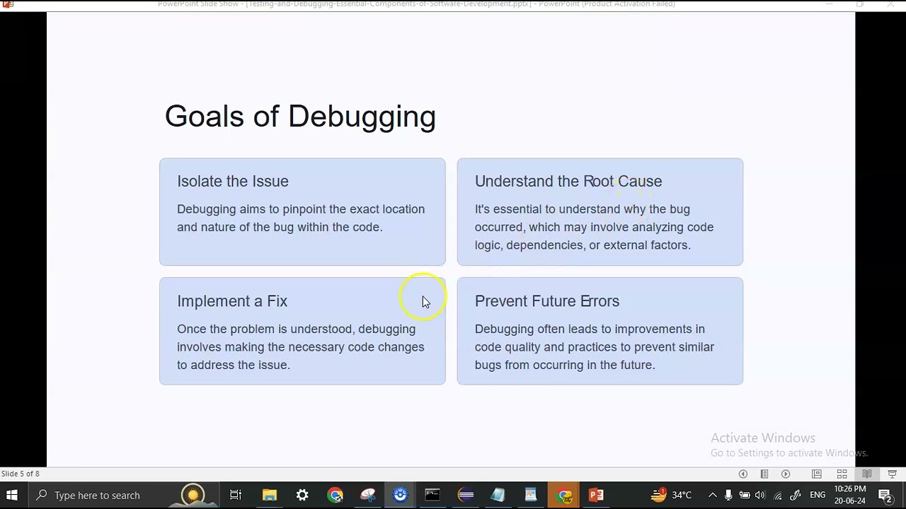 Testing and debugging difference explained