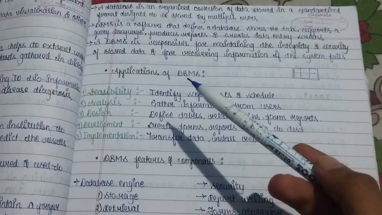 Database Management system (DBMS) | Bioinformatics notes | Bsc 3rd year | Msc 3rd sem