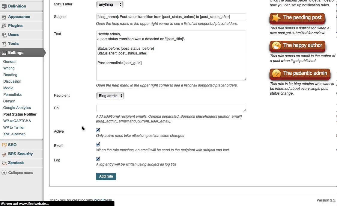 Post Status Notifier