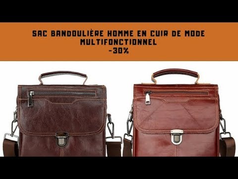 Sac bandoulière homme pas cher en cuir véritable mode multifonctionnel