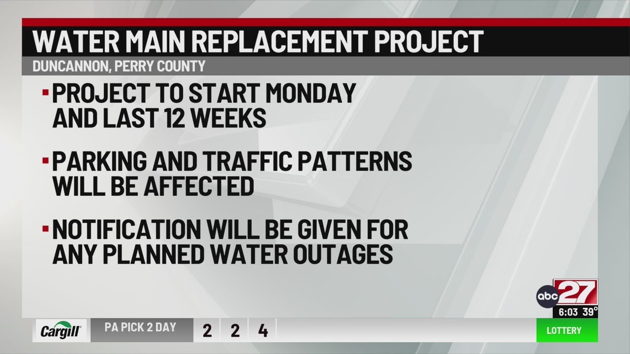 Water main replacement to affect traffic patterns in Duncannon