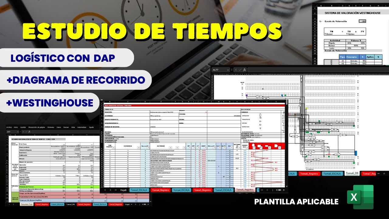 Logistics Time Study with DAP + Westinghouse + Route Diagram | Excel Template