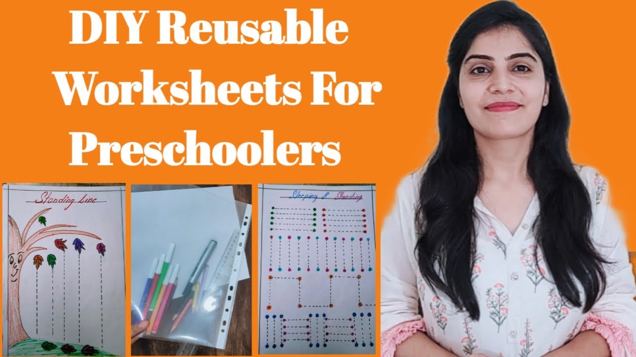 How to Make Reusable Worksheet for Nursery। DIY reusable worksheet। Standing line। Sleeping line।