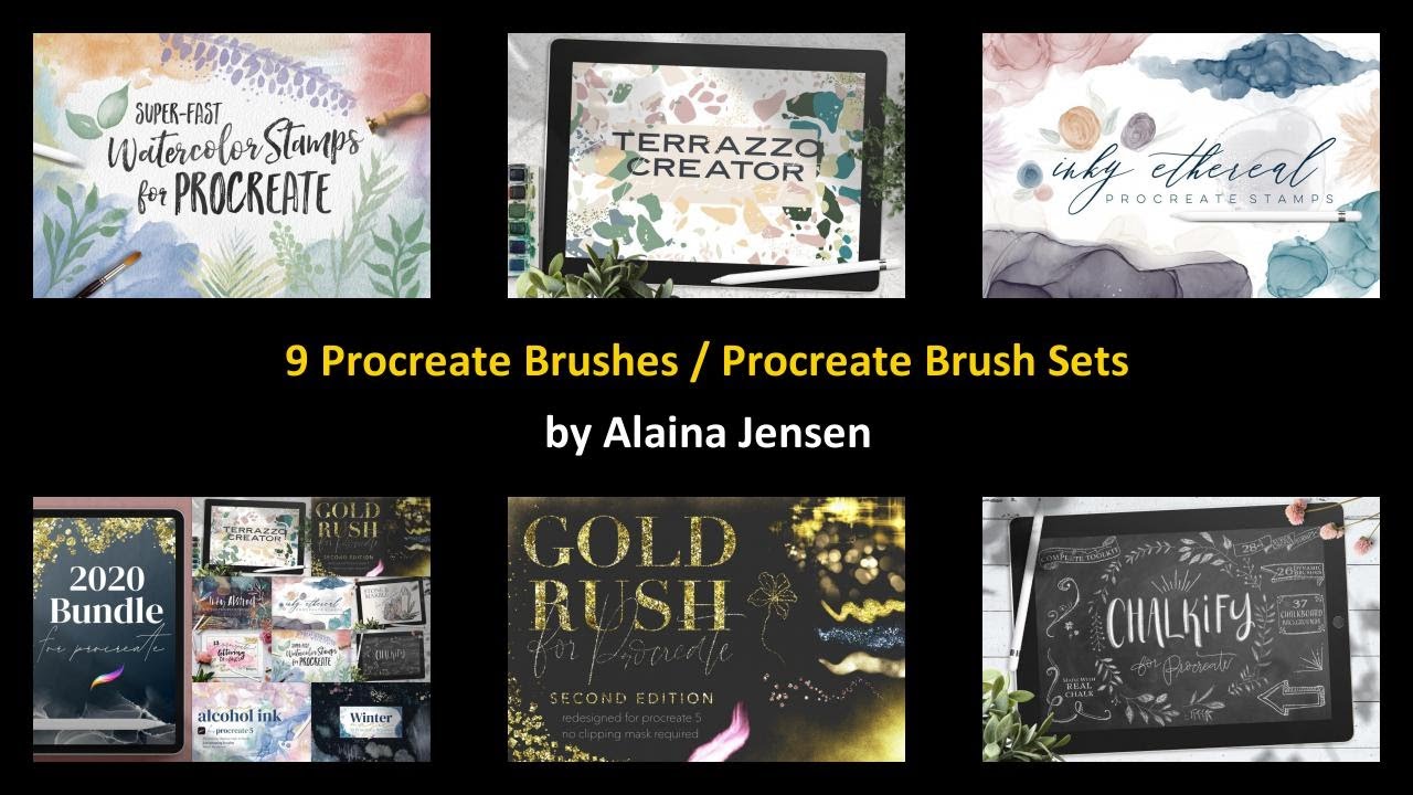 9 Procreate Brushes / Procreate Brush Sets by Alaina Jensen