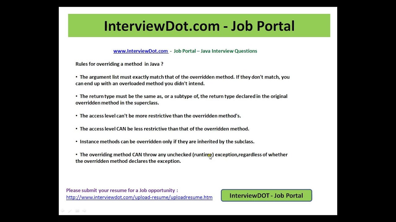 Java overriding method explain java interview question interviewdot