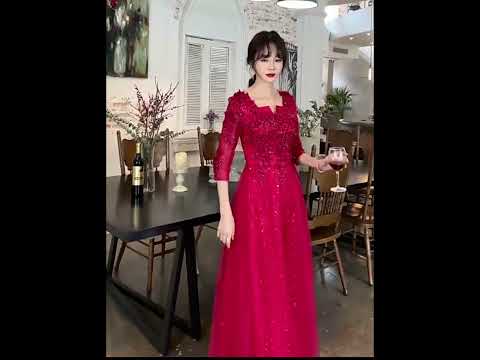 Wine Red Modest Evening Dresses