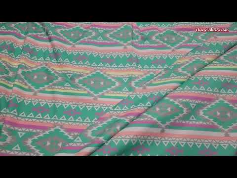 Aztec Print on Bright Pastels Nylon Spandex Fabric