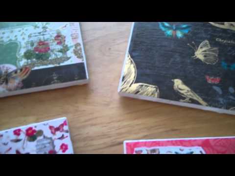 Ceramic Tiles covered in scrapbook paper to make pretty coasters!
